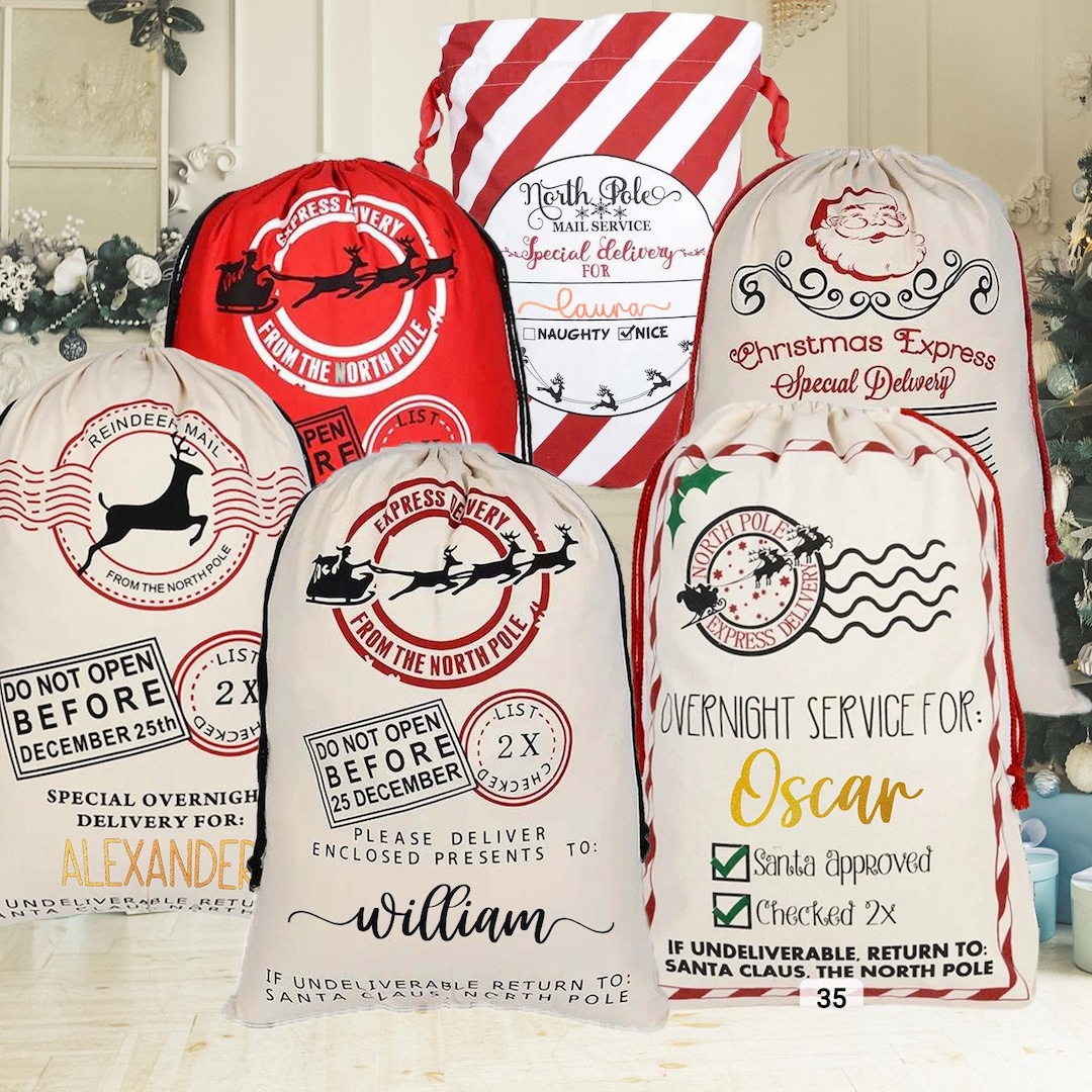 Personalised Canvas Santa Christmas Sack, Santa Sack, Personalised ...
