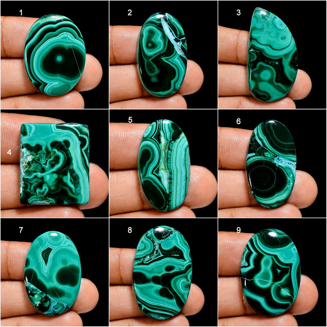 Natural Malachite Cabochon, Loose Gemstone, Green Malachite Crystal ...