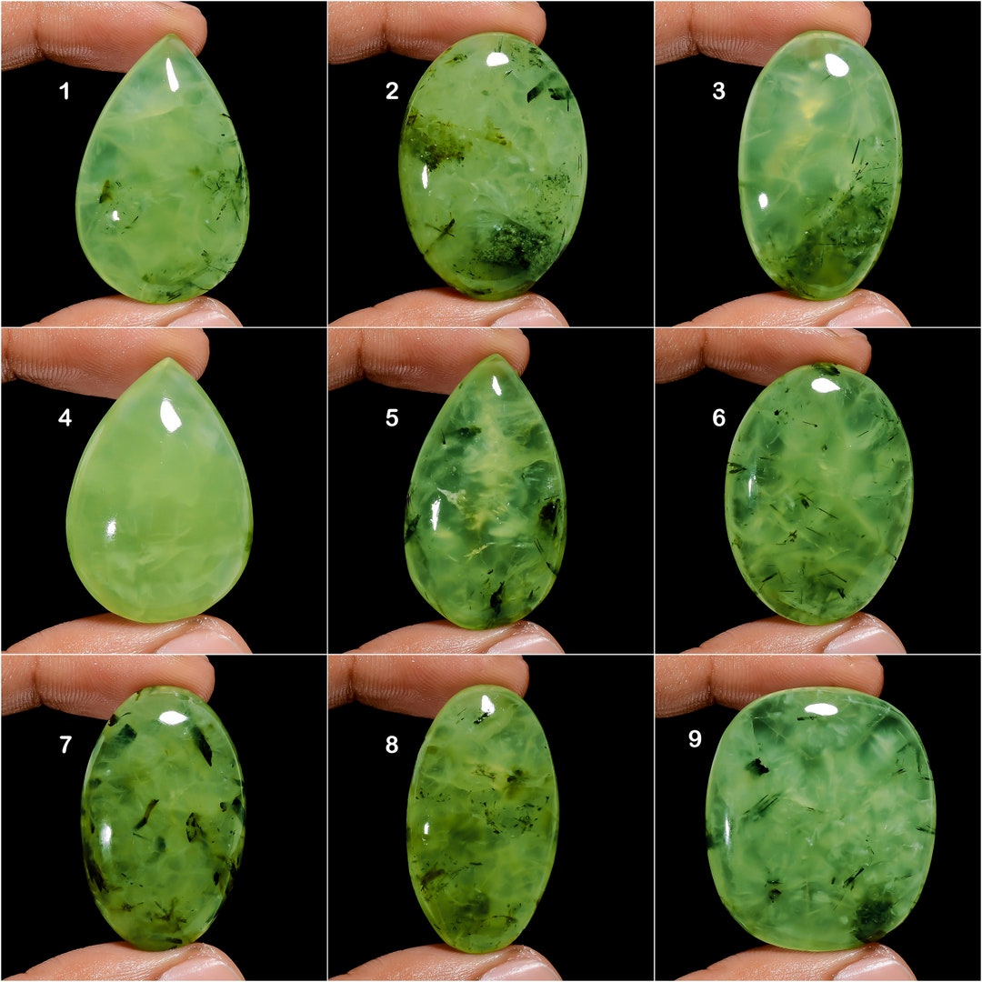 Natural Prehnite Cabochon Loose Prehnite Gemstone Green Prehnite ...