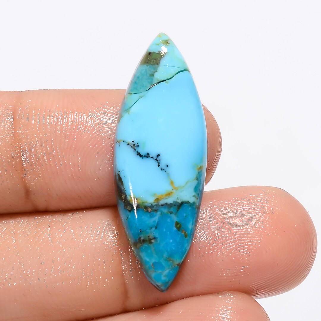 Natural Kingman Turquoise Cabochon Sky Blue Turquoise Crystal Marquise ...