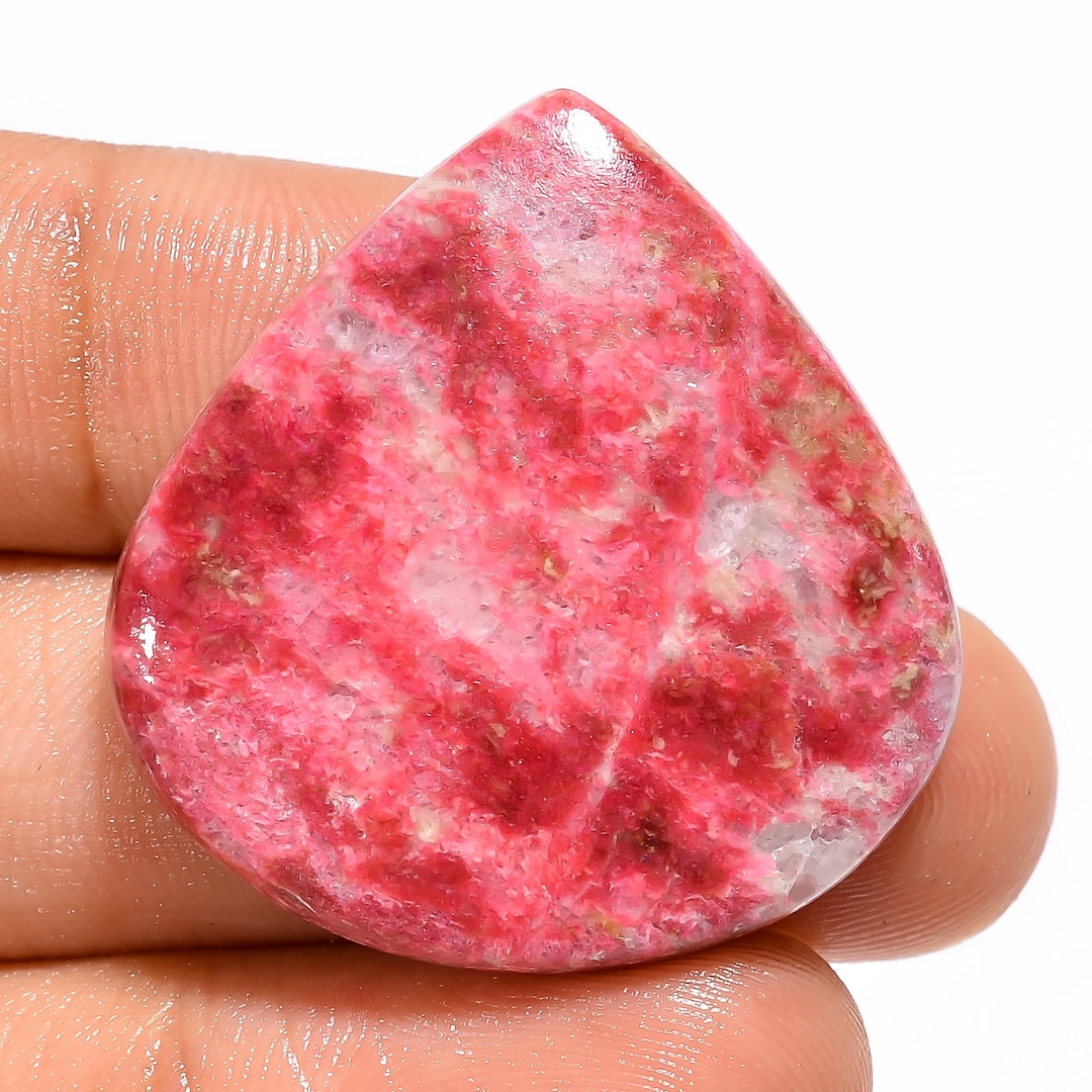 Pink Thulite Gemstone Pear Shape Pink Thulite Cabochon Size 31X30X5 Mm 50 Carat Pink Thulite ...