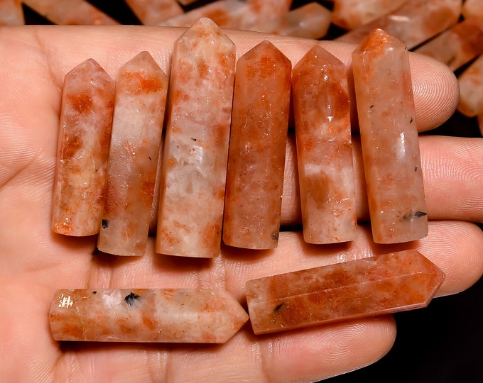 Natural Sunstone Pencil Tower Stone Orange Sunstone Crystal Pencil ...