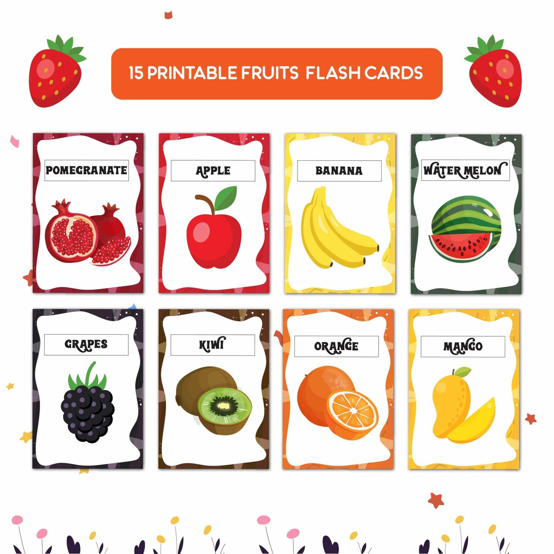 Digital Download Fruits Flash Cards Editable Montessori - Etsy