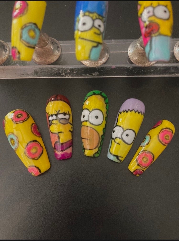 Cartoon Press on Nails the Simpsons / Handmade Simpsons False Nails ...