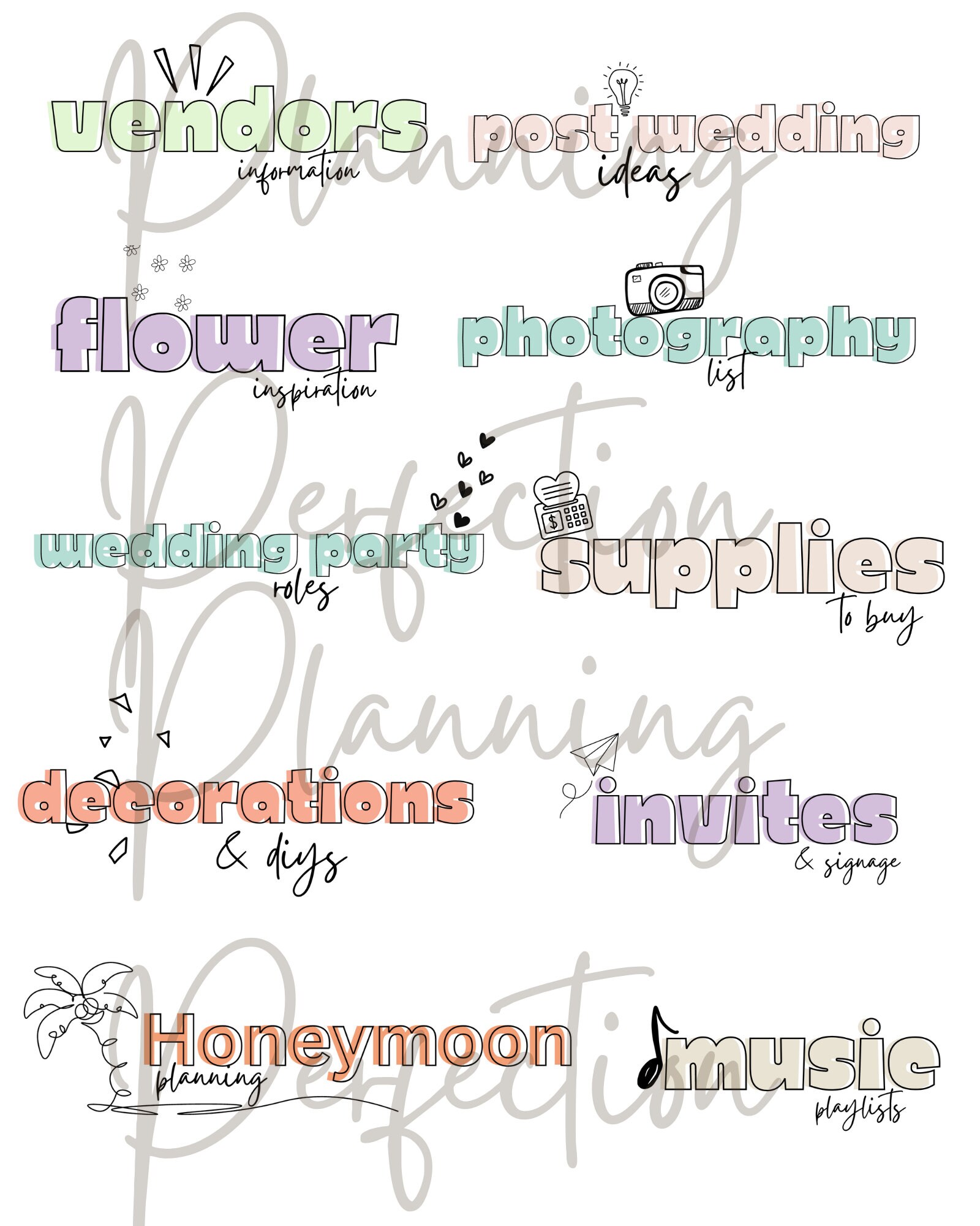 Google Keep Headers- CUSTOMIZABLE Wedding Package -digital List ...