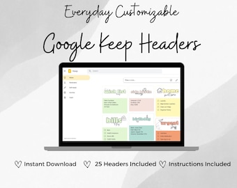 Google Keep Headers- Everyday Package- Digital List, Minimalist Design ...