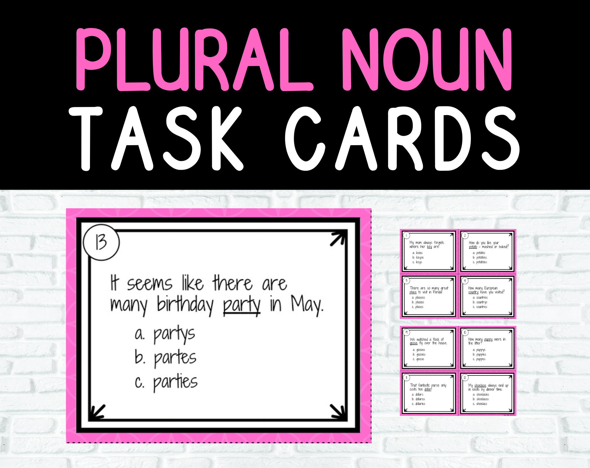 Plural Nouns TASK CARDS (set of 50) - Etsy