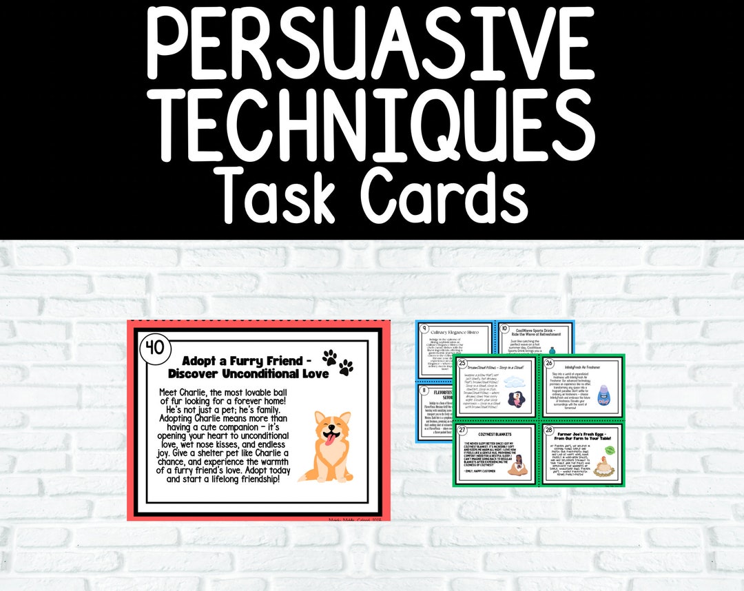 Persuasive Techniques Task Cards (50) - Etsy