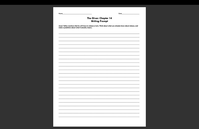 THE GIVER Writing Prompts - Etsy