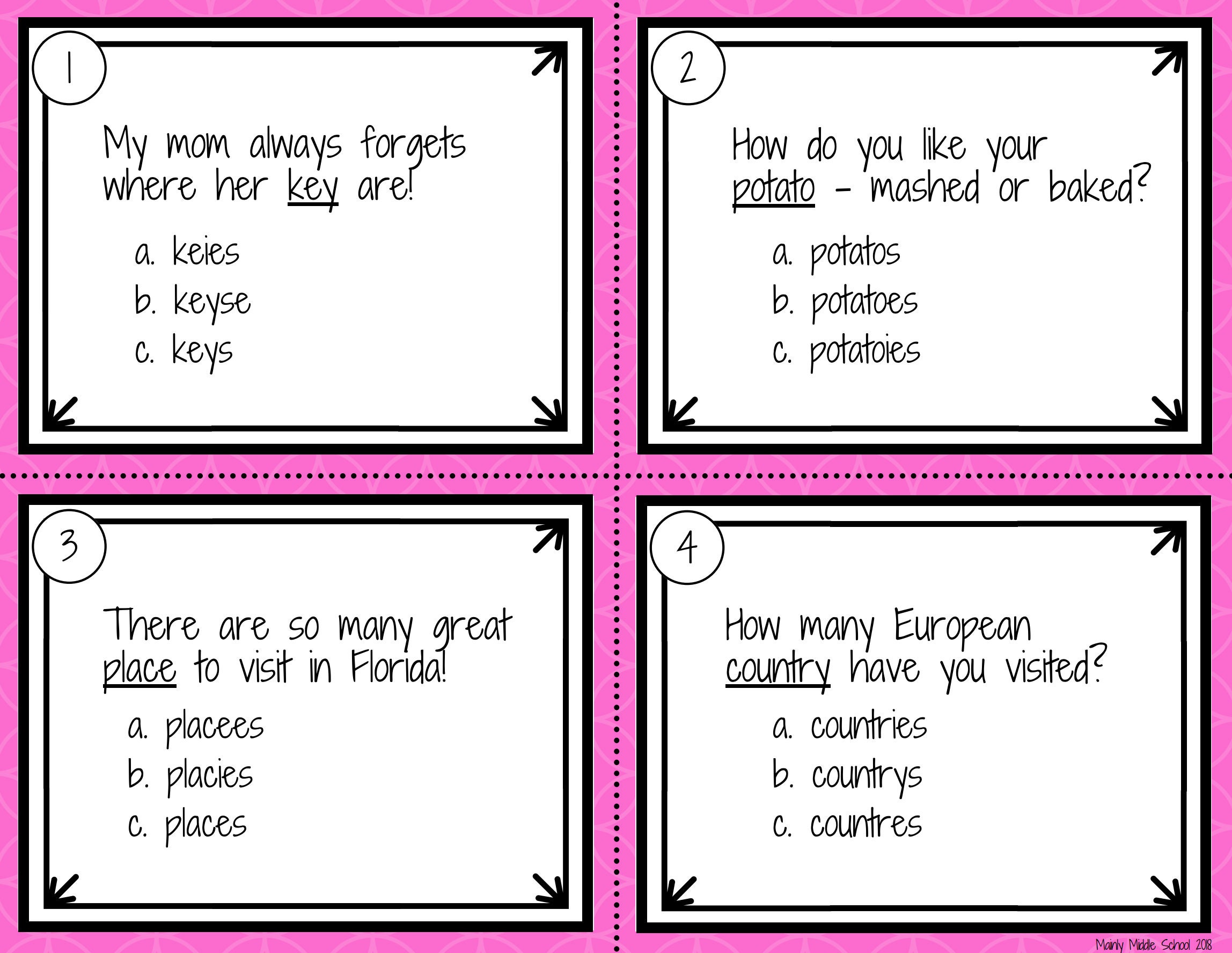 Plural Nouns TASK CARDS (set of 50) - Etsy