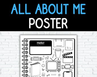 All About Me Worksheet Posters Instant Download - Aesthetic Back to ...