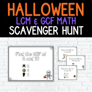 GCF & LCM Halloween Math Scavenger Hunt - Etsy