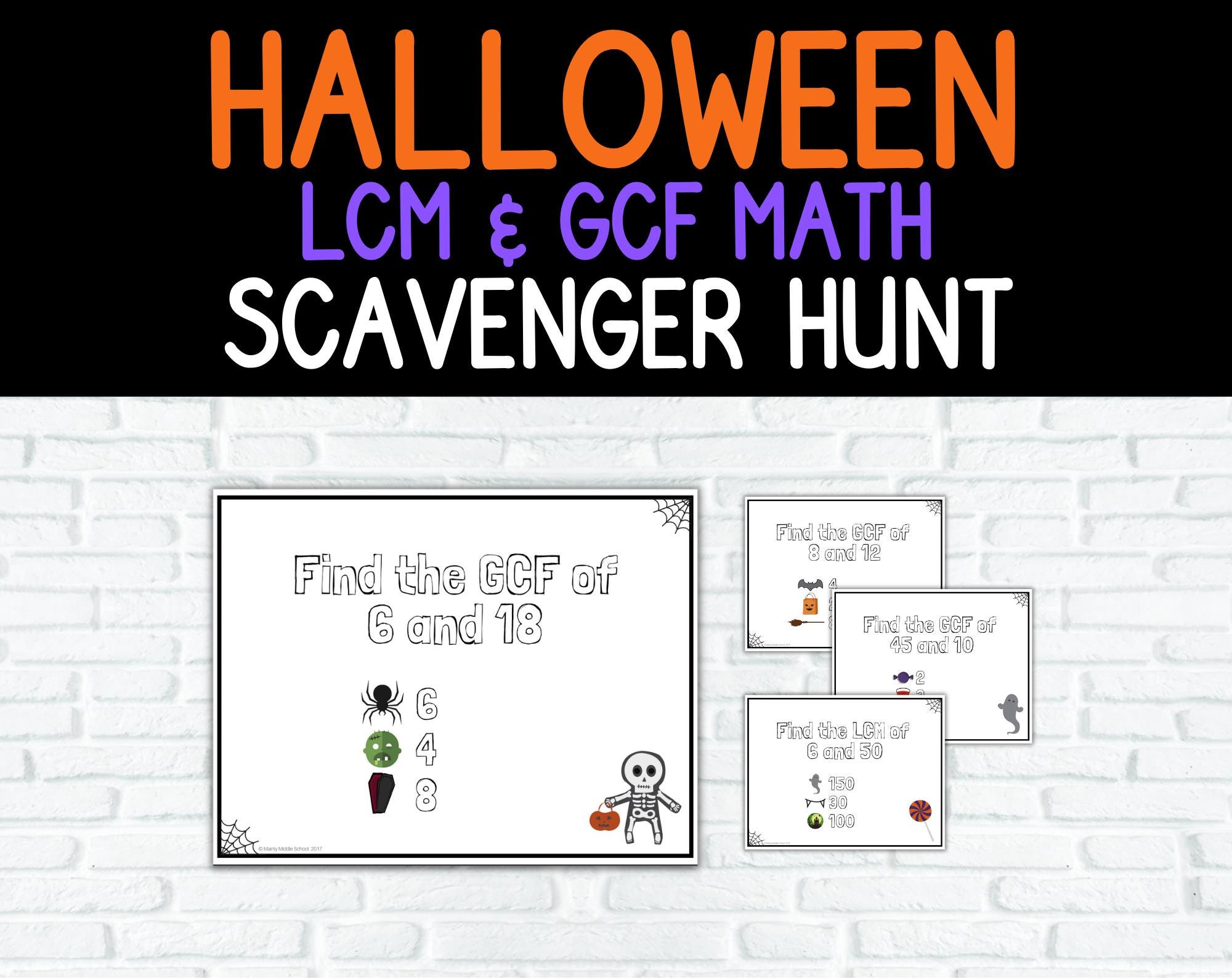 GCF & LCM Halloween Math Scavenger Hunt - Etsy