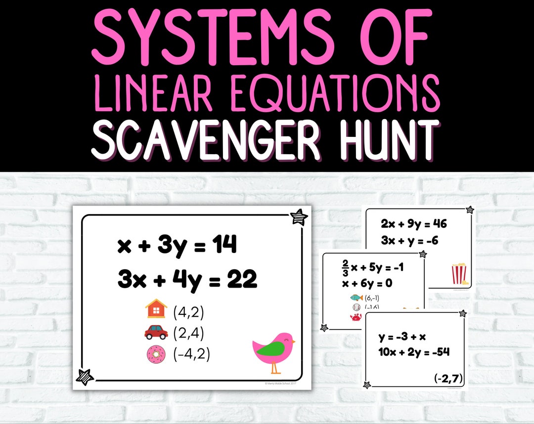 Systems of Linear Equations Math SCAVENGER HUNT - Etsy