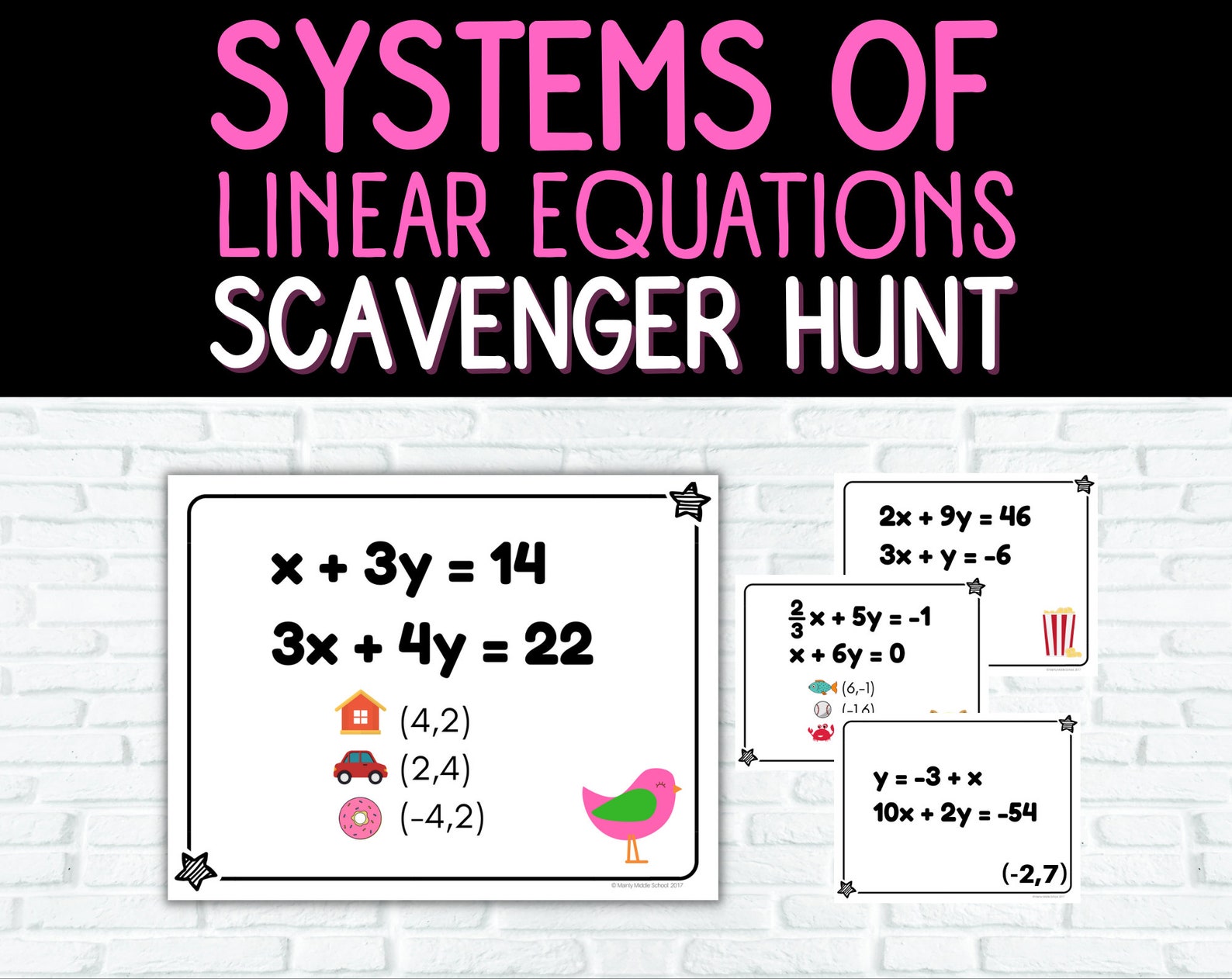 Systems of Linear Equations Math SCAVENGER HUNT - Etsy