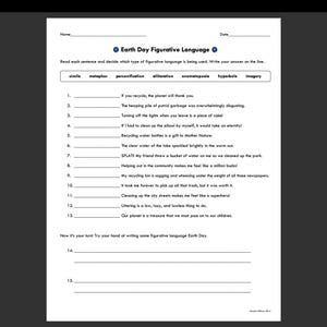 Earth Day ELA Worksheet Set (5 Worksheets) - Etsy
