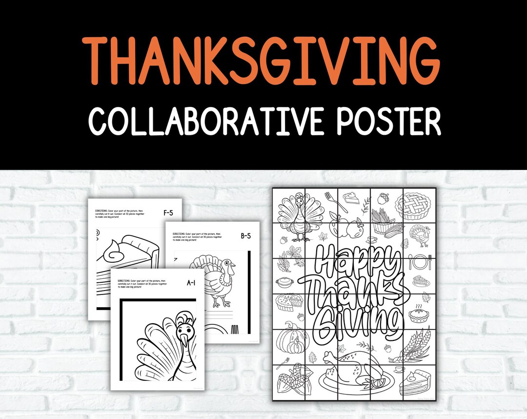 THANKSGIVING Collaborative Classroom Poster (30 Pages) - Etsy
