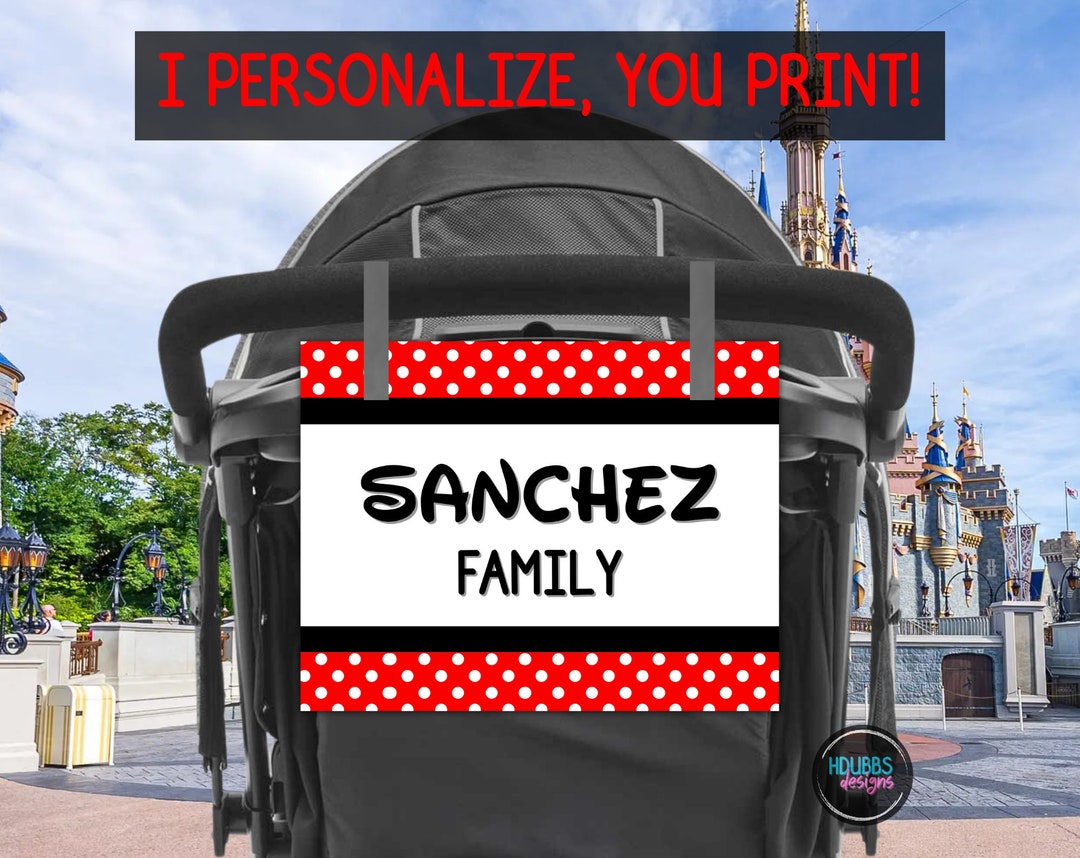 Theme Park Baby Stroller Tag, Family Last Name Child Stroller Sign ...