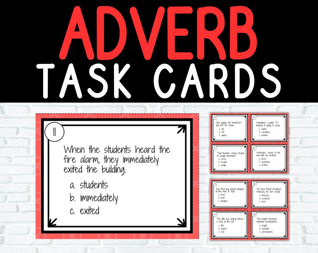 Adverb ELA Task Cards (set of 50) - Etsy