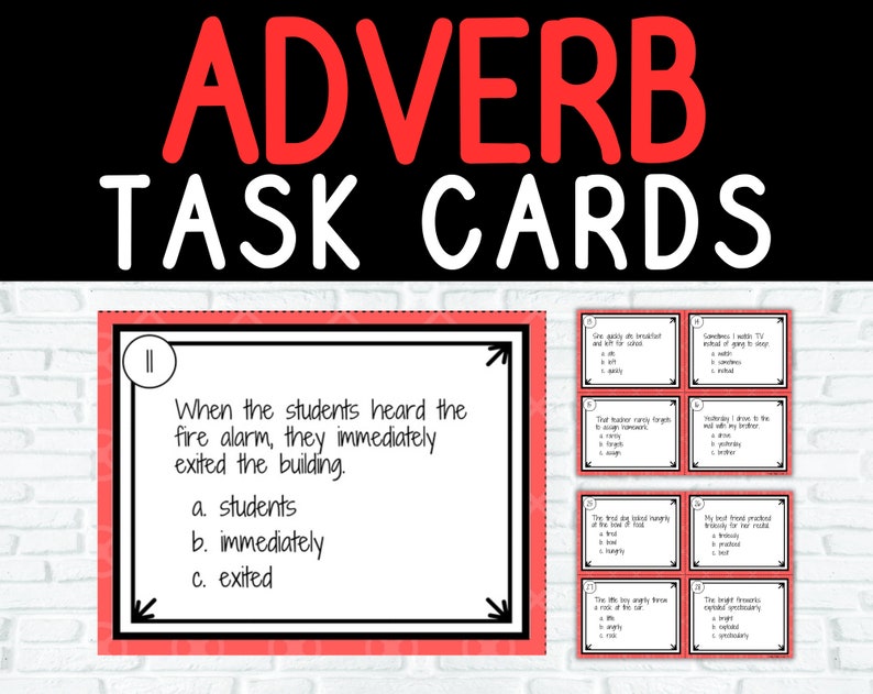 Adverb ELA Task Cards (set of 50) - Etsy