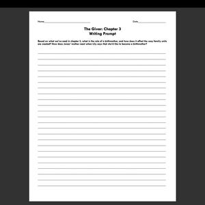 THE GIVER Writing Prompts - Etsy