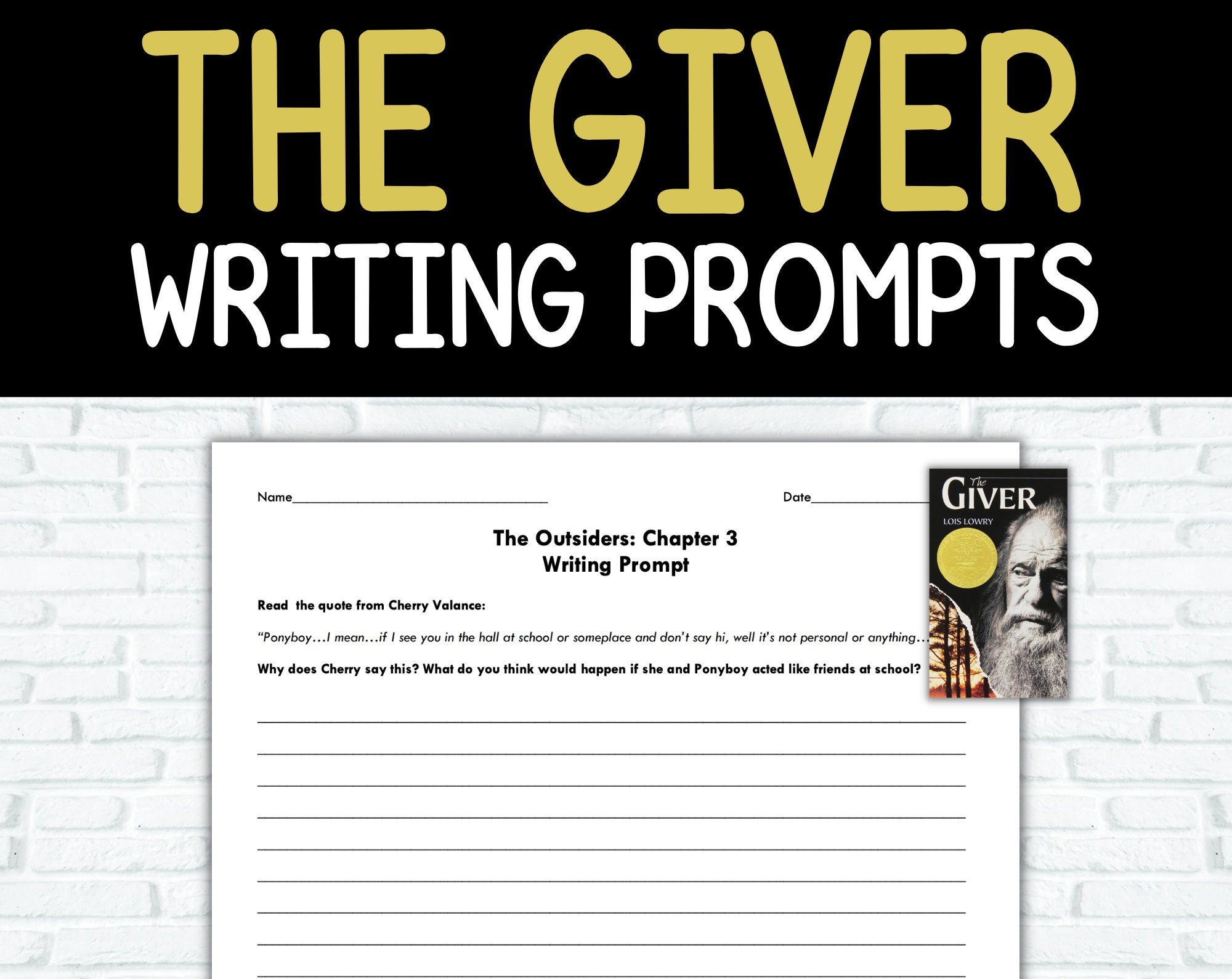 THE GIVER Writing Prompts - Etsy
