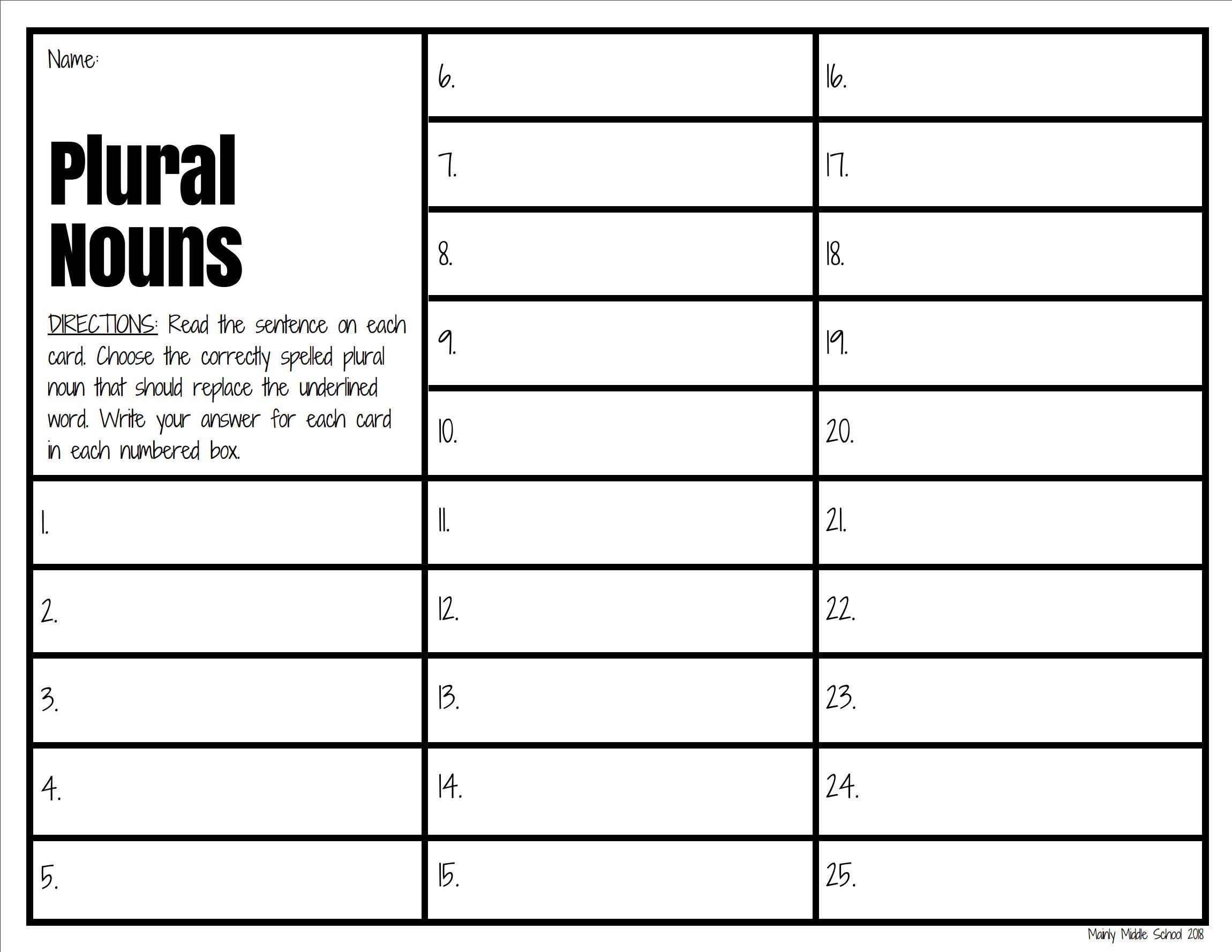 Plural Nouns TASK CARDS (set of 50) - Etsy