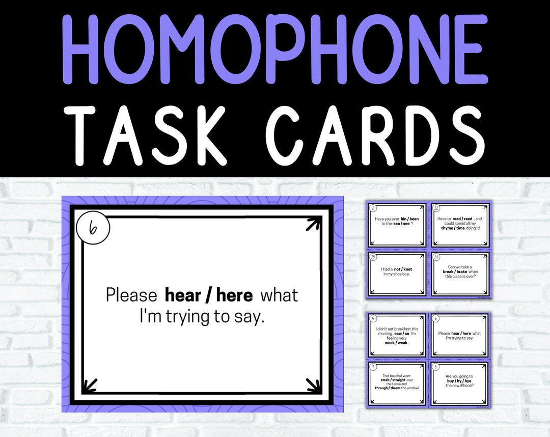 Homophone ELA TASK CARDS - Etsy