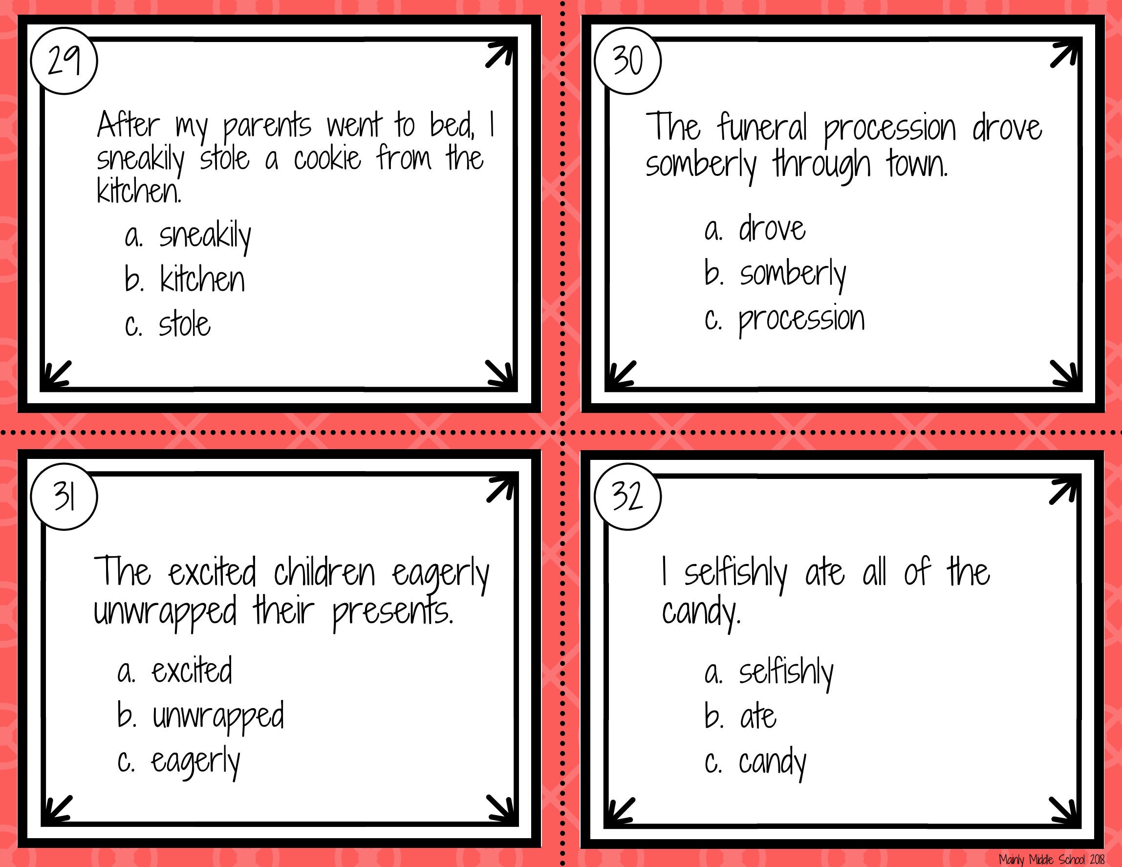 Adverb ELA Task Cards (set of 50) - Etsy