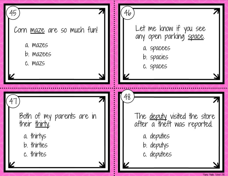 Plural Nouns TASK CARDS (set of 50) - Etsy