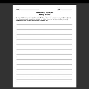 THE GIVER Writing Prompts - Etsy