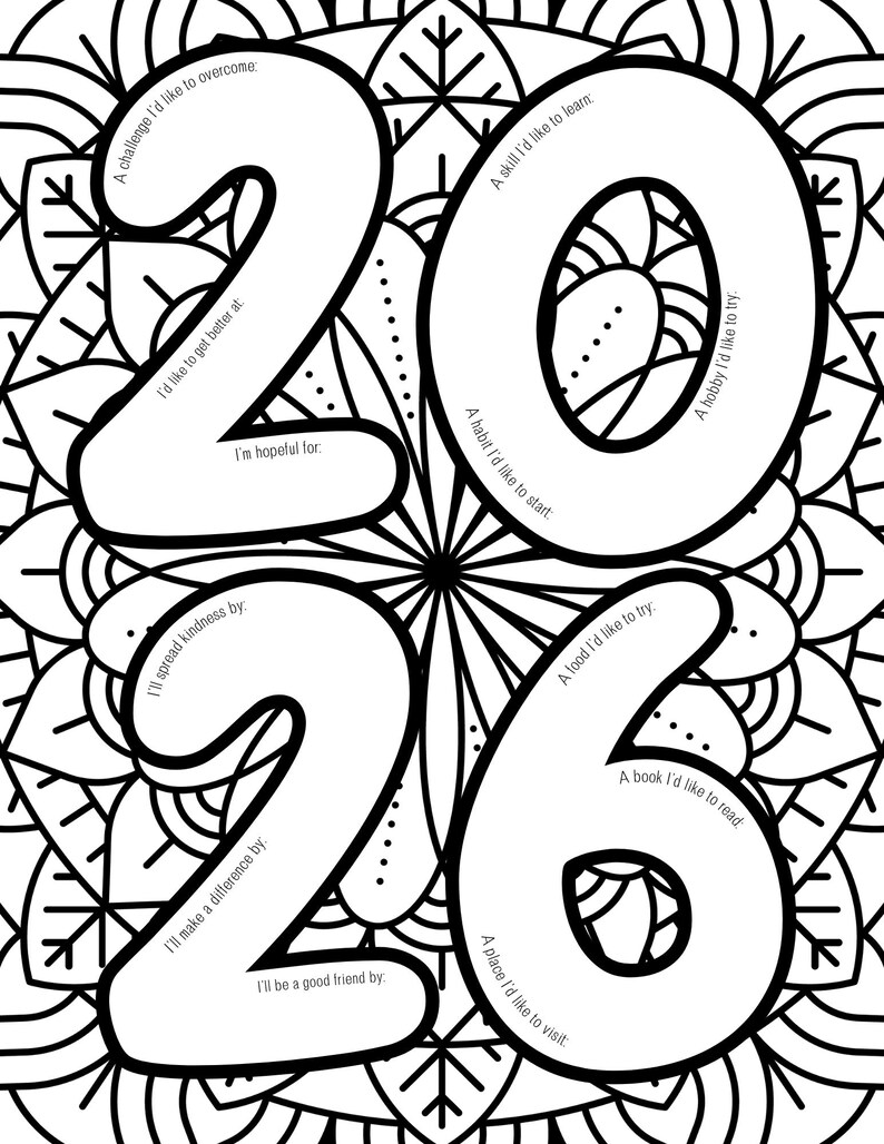 New Years Goal Worksheet and Coloring Page - Etsy