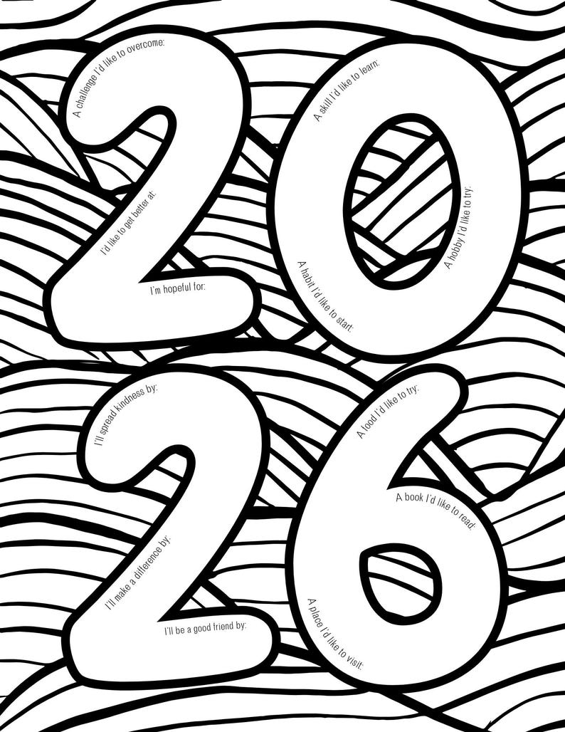 New Years Goal Worksheet and Coloring Page - Etsy