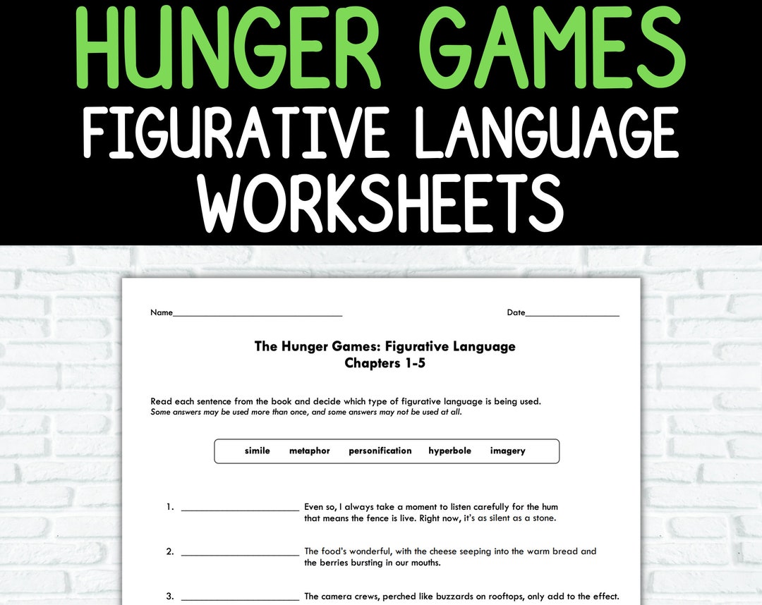 Hunger Games Figurative Language Worksheets - Etsy