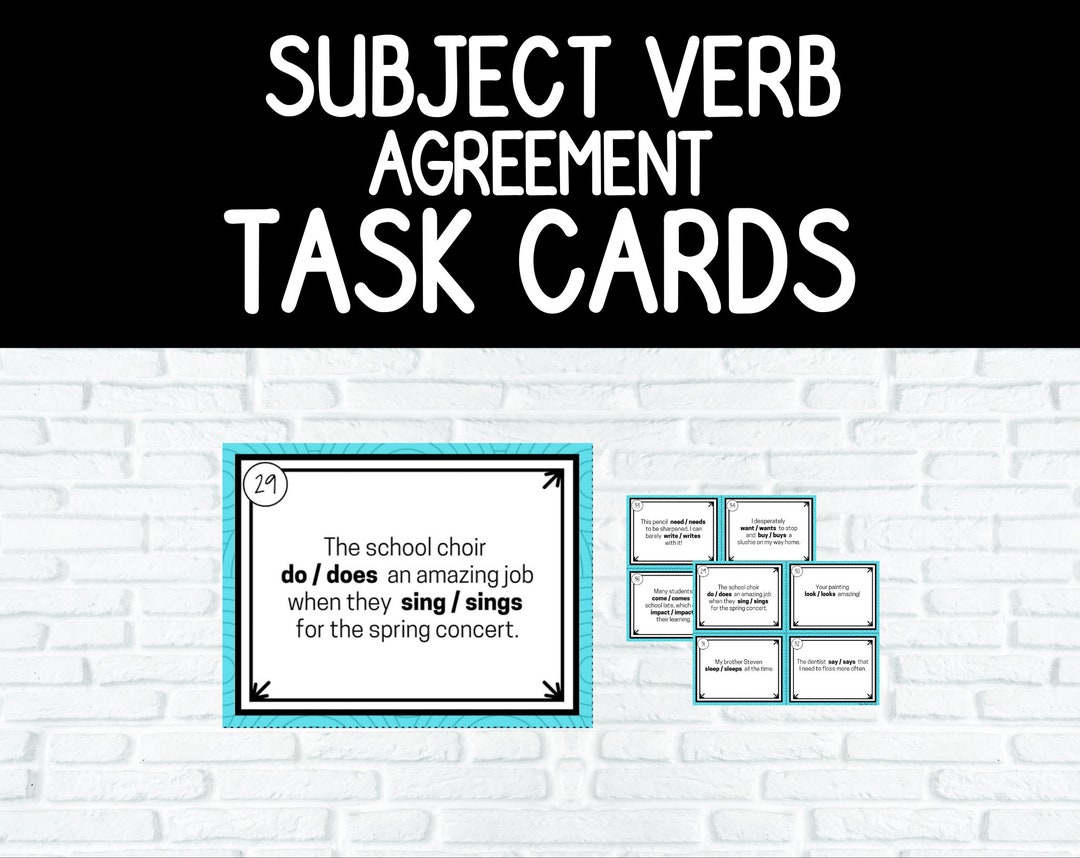 Subject Verb Agreement TASK CARDS - Etsy