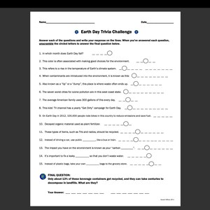 Earth Day ELA Worksheet Set (5 Worksheets) - Etsy