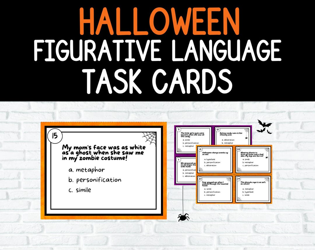 Halloween Figurative Language Task Cards - Etsy