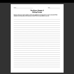 THE GIVER Writing Prompts - Etsy