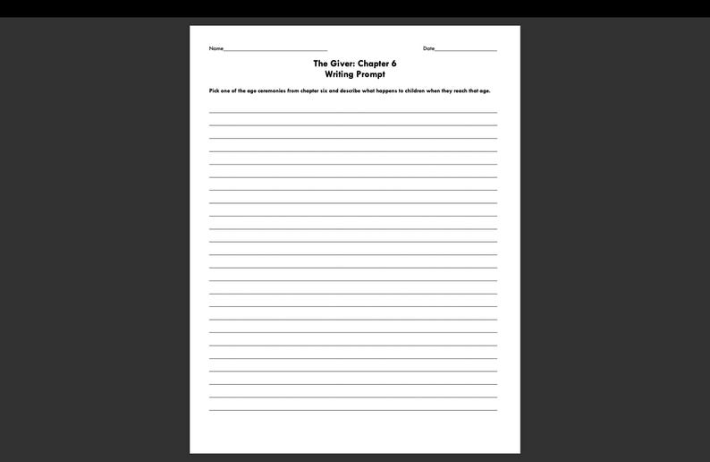 THE GIVER Writing Prompts - Etsy