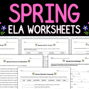 Spring ELA Worksheet Set | Figurative Language | Author's Purpose ...