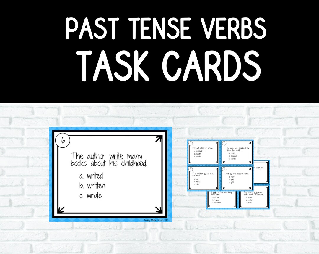 TARJETAS DE TAREAS DE VERBOS EN TIEMPO PASADO juego de 50 - Etsy España