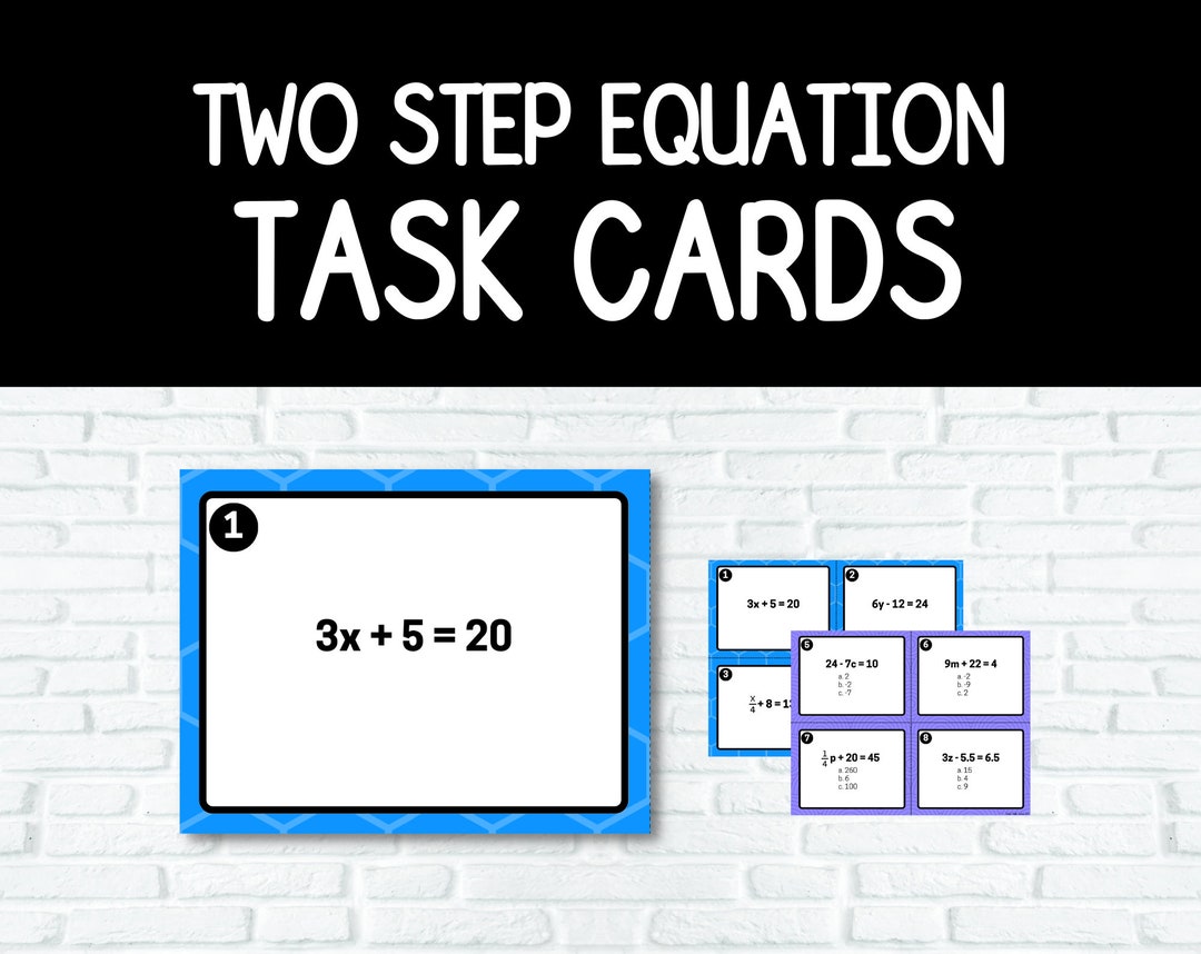 Two-step Equation TASK CARDS set of 24 - Etsy