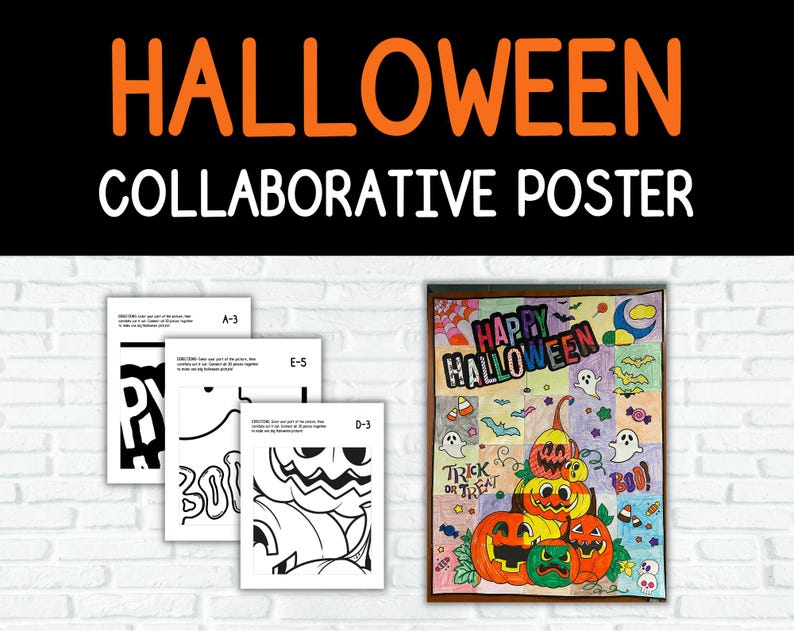 Halloween Collaborative Classroom Poster (30 Pages) - Etsy