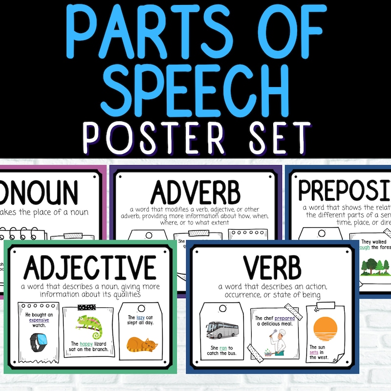 Parts of Speech Posters - Etsy