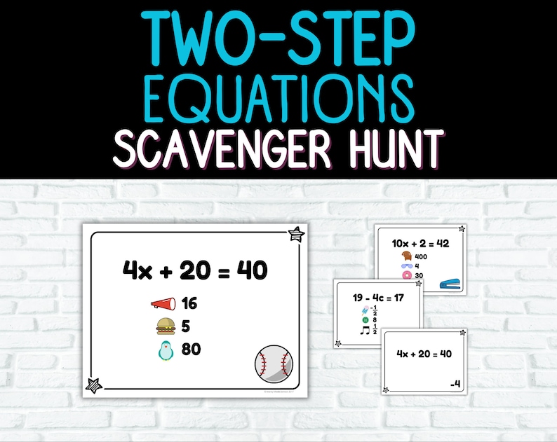Two-step Equations SCAVENGER HUNT - Etsy