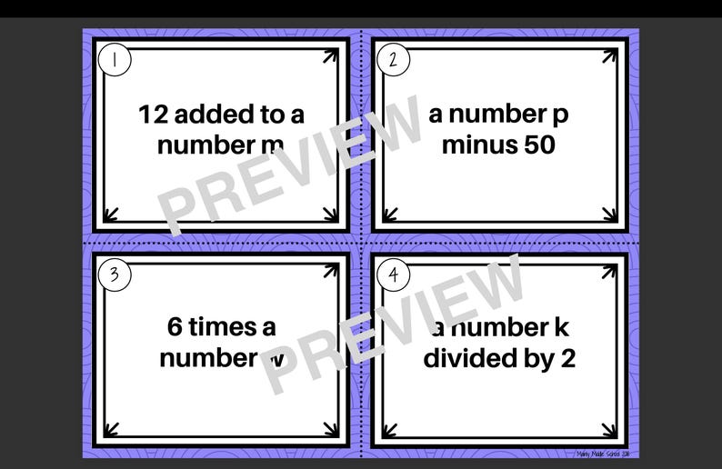 Writing Algebraic Expressions TASK CARDS set of 25 - Etsy
