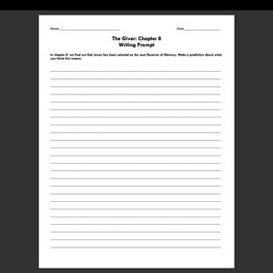 THE GIVER Writing Prompts - Etsy