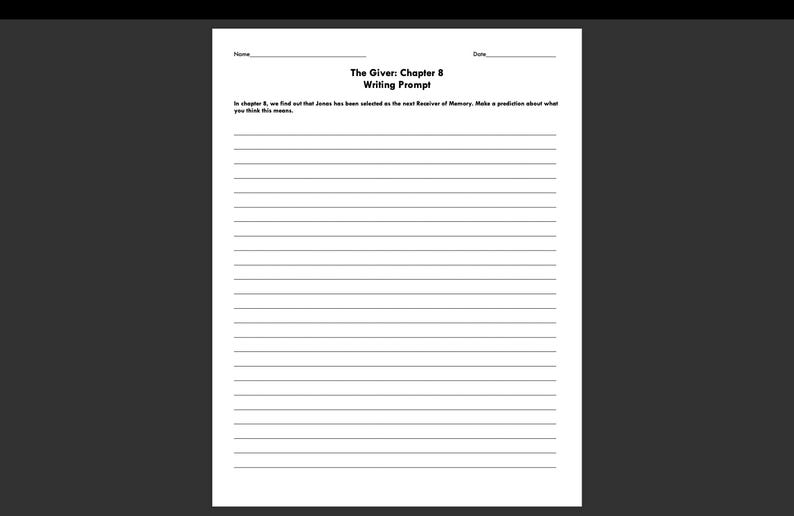 THE GIVER Writing Prompts - Etsy