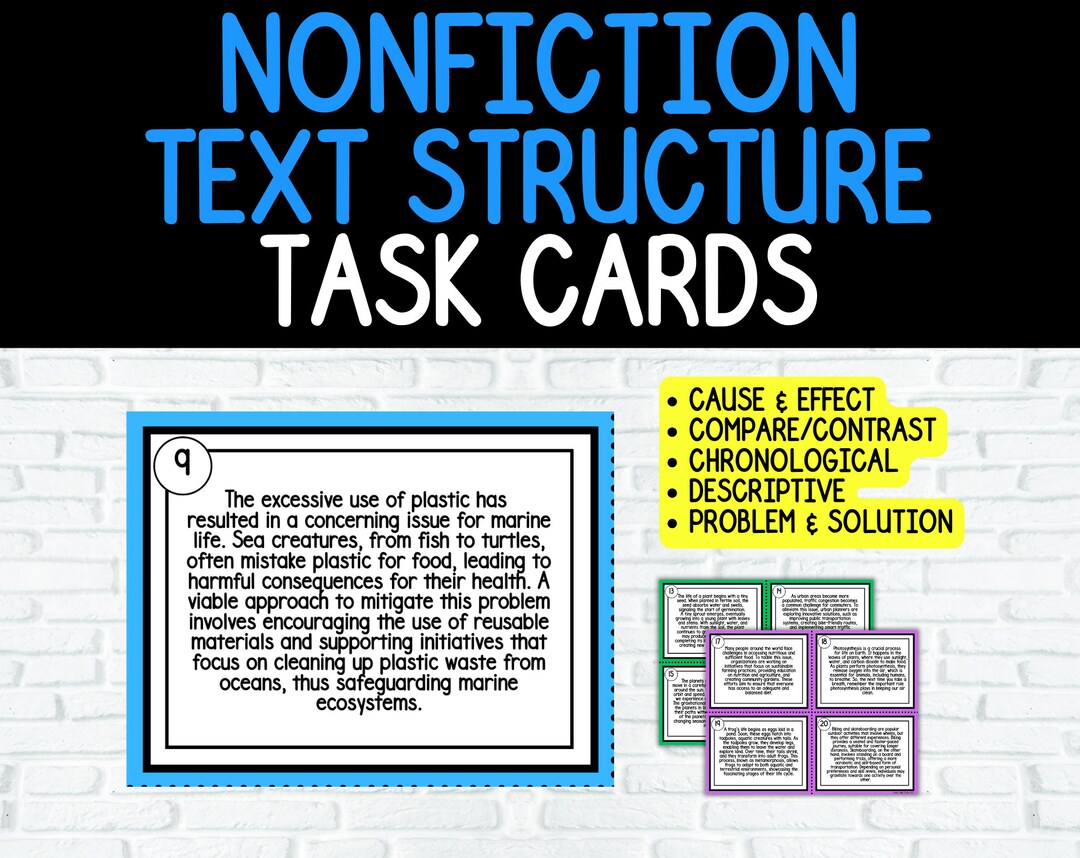 Nonfiction Text Structure ELA TASK CARDS - Etsy