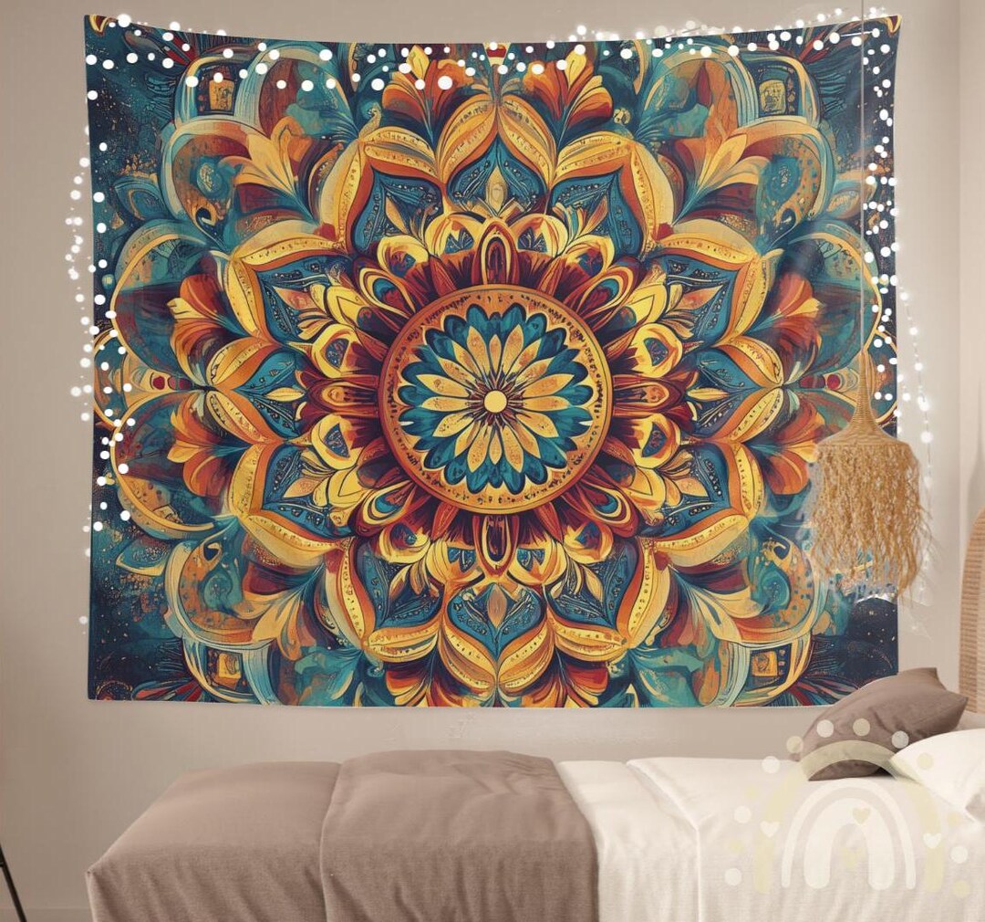 Magical Mandela Pattern Tapestry, Bohemian Tapestry, Cotton Tapestry ...